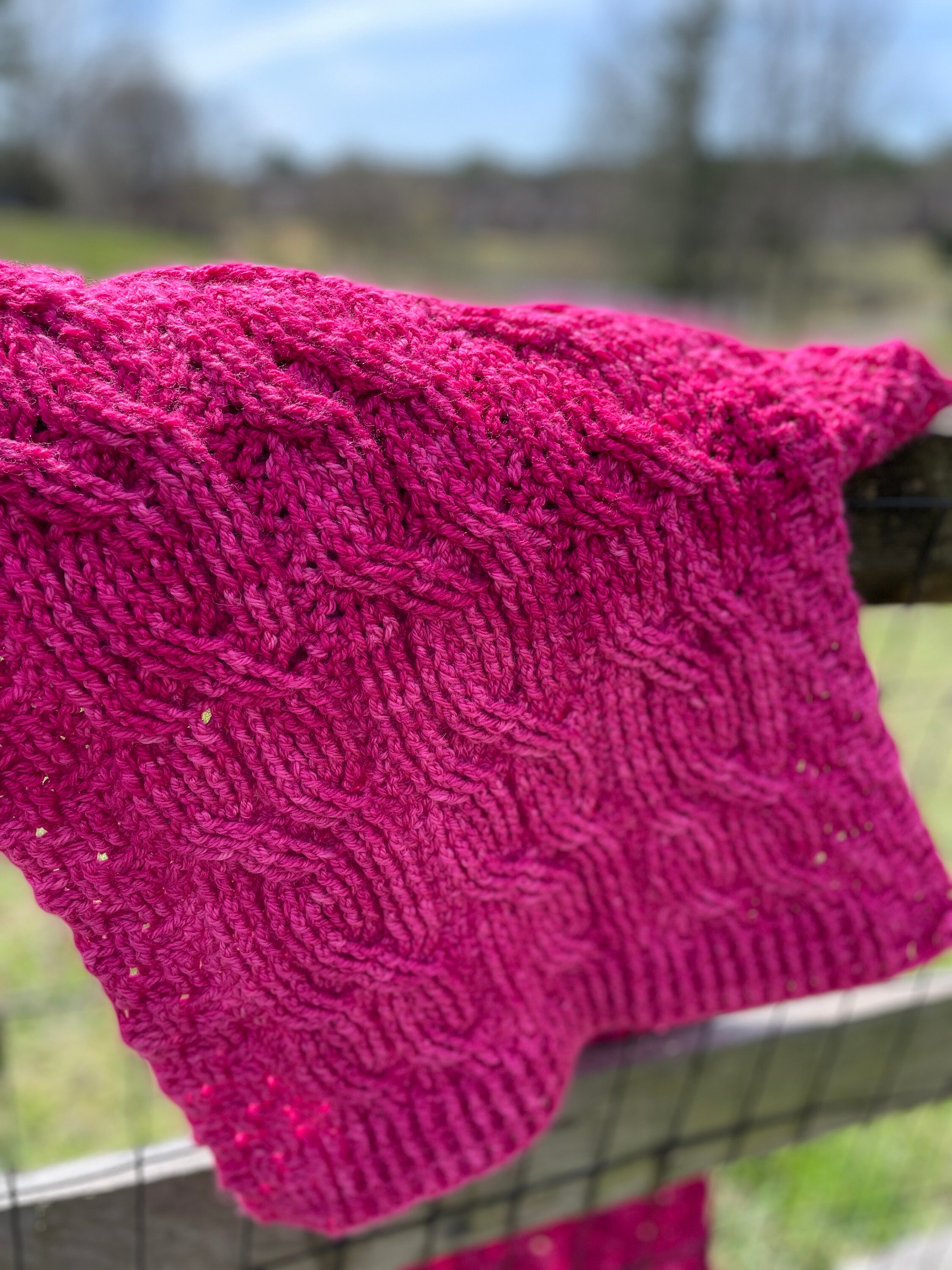 Raspberry Delight Cabled Stole - Etsy