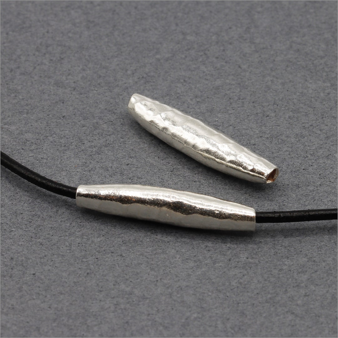 HB025 ~ Hill Tribe Silver Tube Bead, Hammered Tube Bead, 23mm X 5mm ...