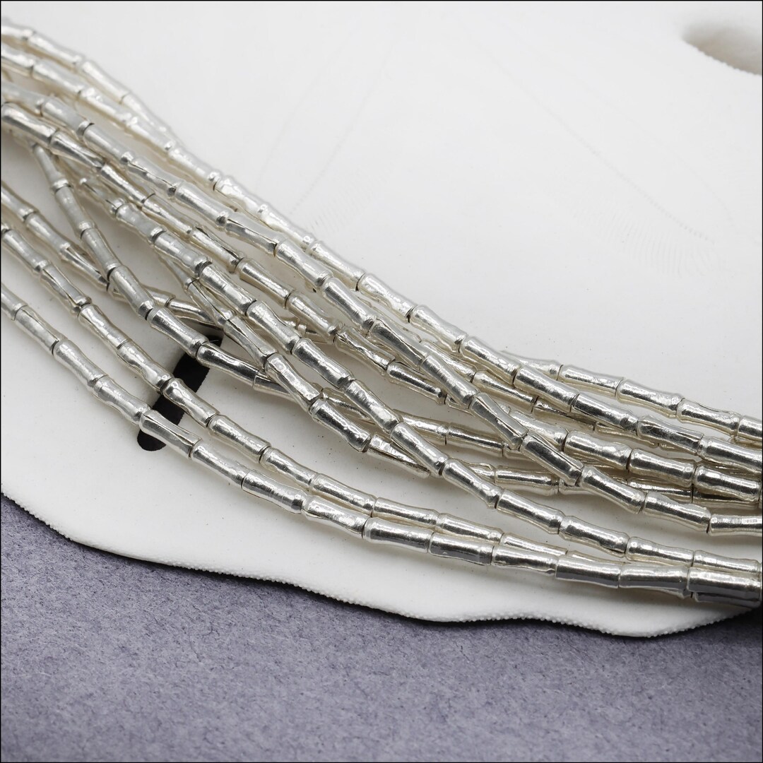 HSTR45 ~ Hill Tribe Silver Bamboo Tube Bead Strand ~ Price per Strand ...