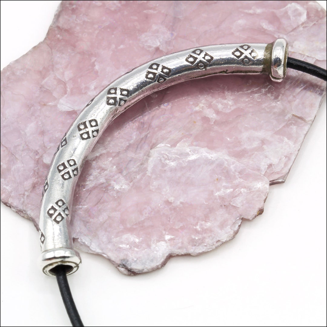 HB080 ~ Hill Tribe Silver Tube Bead, Stamped Tube Bead, 40mm X 5mm ...