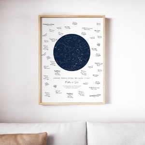 Custom Night Sky Constellation Star Map by Date Guestbook Alternative ...