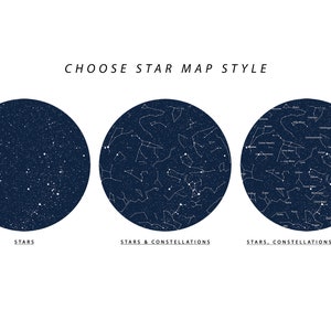 Custom Night Sky Star Map Constellation Chart by Date Astronomy ...