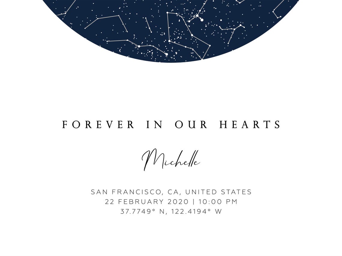 Custom Star Map Personalized Memorial Sympathy for Loss Remembrance ...