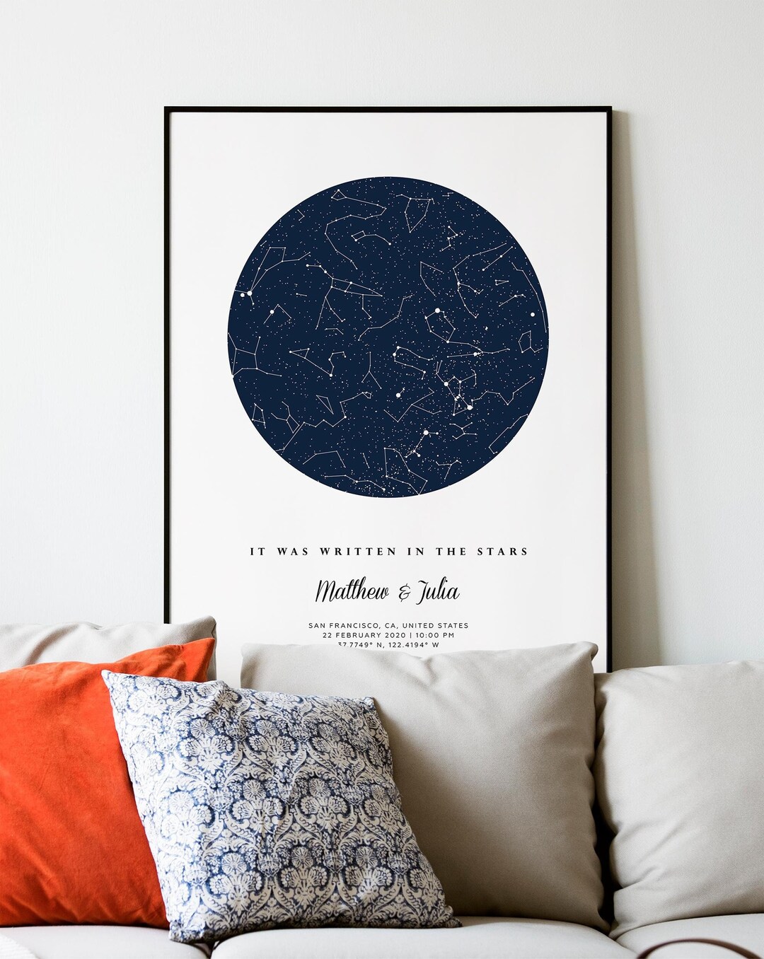 Stars on the Day Night We Met Engaged Married, Custom Constellation ...