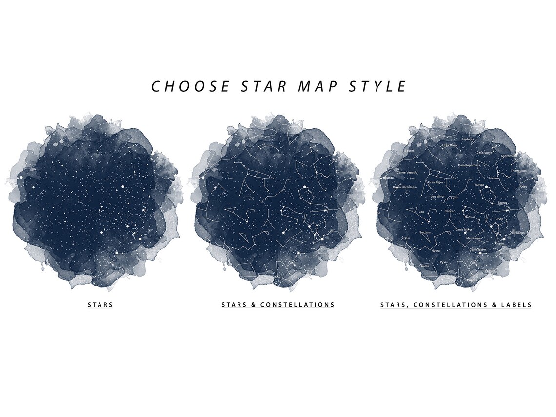 Custom Night Sky Star Map Constellation Chart by Date - Etsy