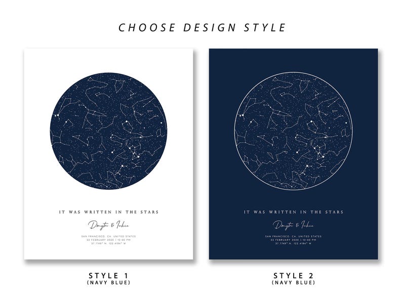 Custom Night Sky Star Chart Constellation Map Print, Last Minute ...