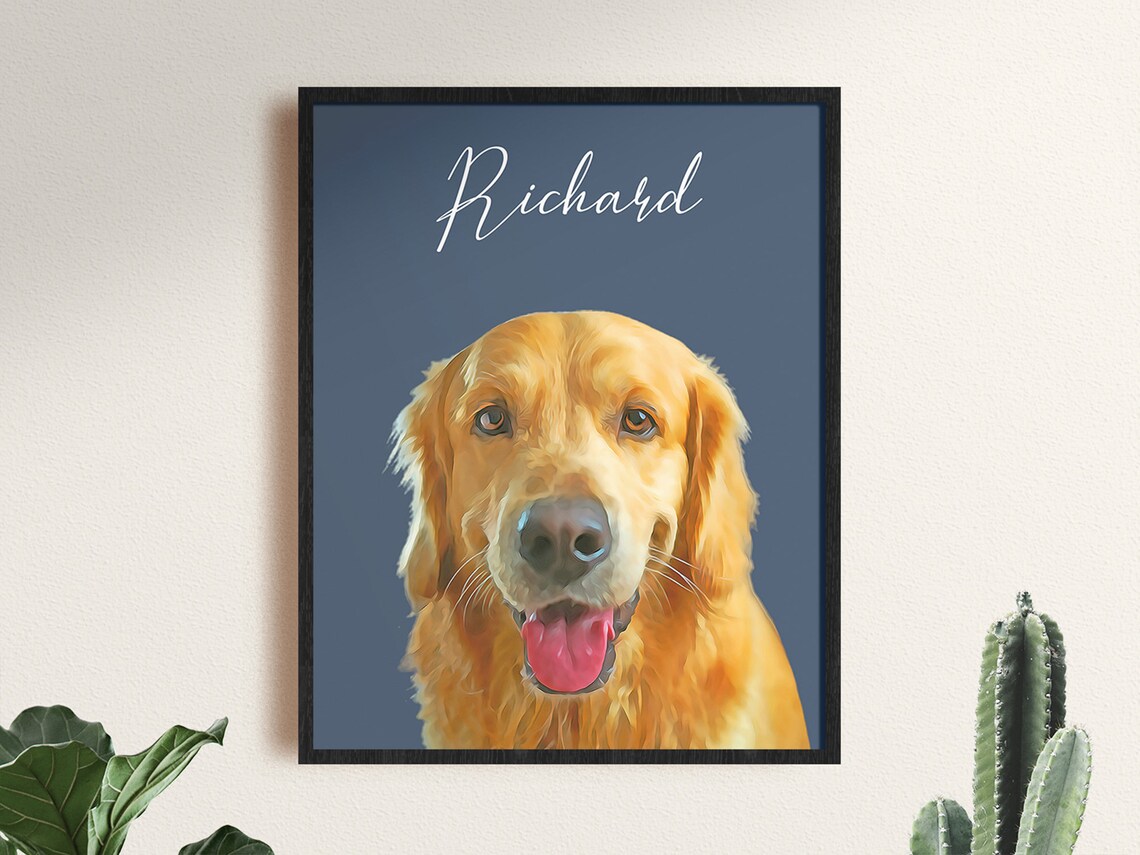 Custom Pet Portrait from Photo Digital Download Personalized | Etsy
