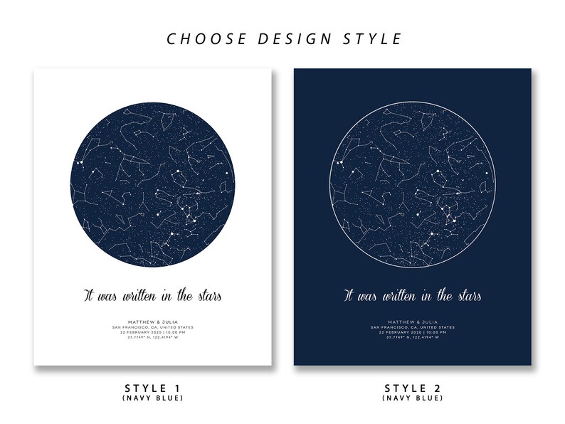 Custom Night Sky Star Map Constellation Chart by Date - Etsy