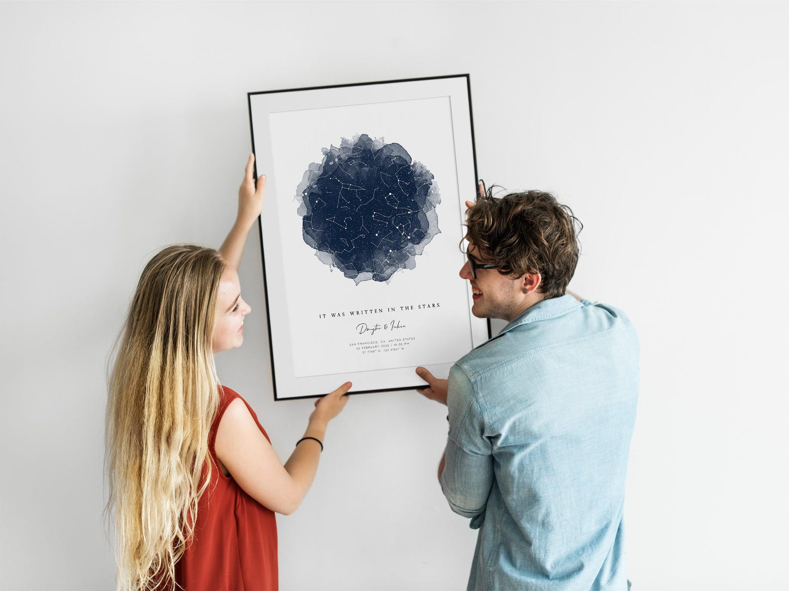 Custom Night Sky Star Map Constellation Chart by Date, Astronomy Space ...