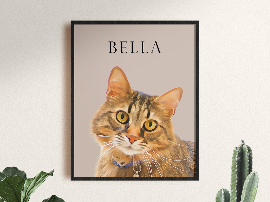 Custom Pet Portrait from Photo Digital Download Personalized | Etsy