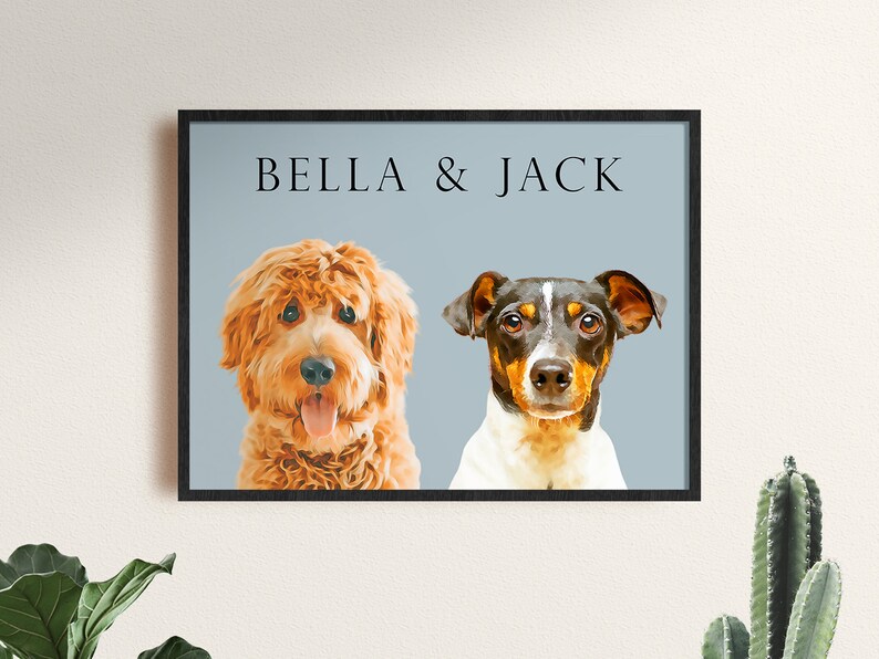 Custom Pet Portrait From Photo Digital Download Personalized | Etsy