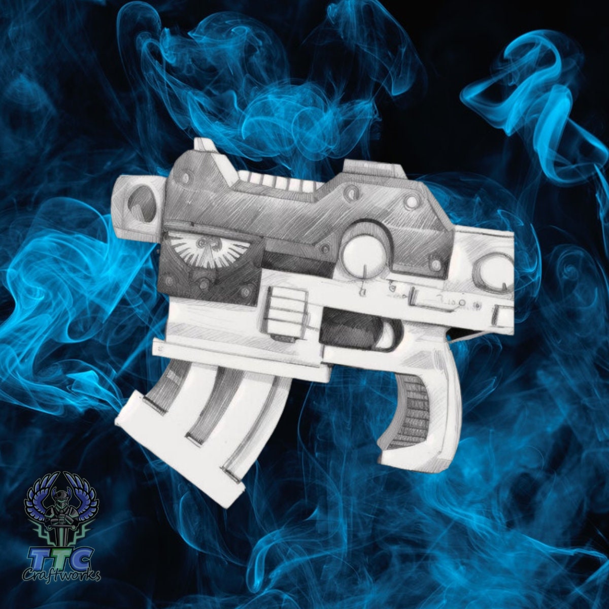 LARP Bolter Warhammer Pistol Template DIY Warhammer Foam Template ...