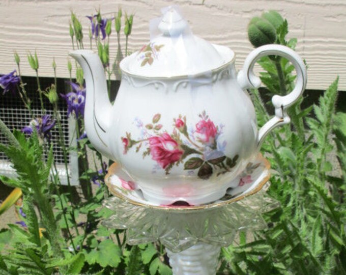 Repurposed Floral Teapot Stake - Etsy