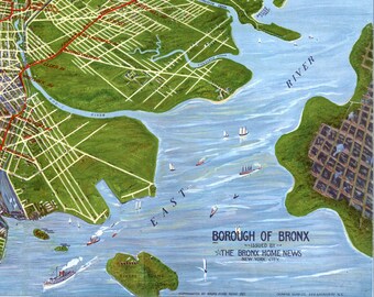 Antique Bronx Map - Etsy