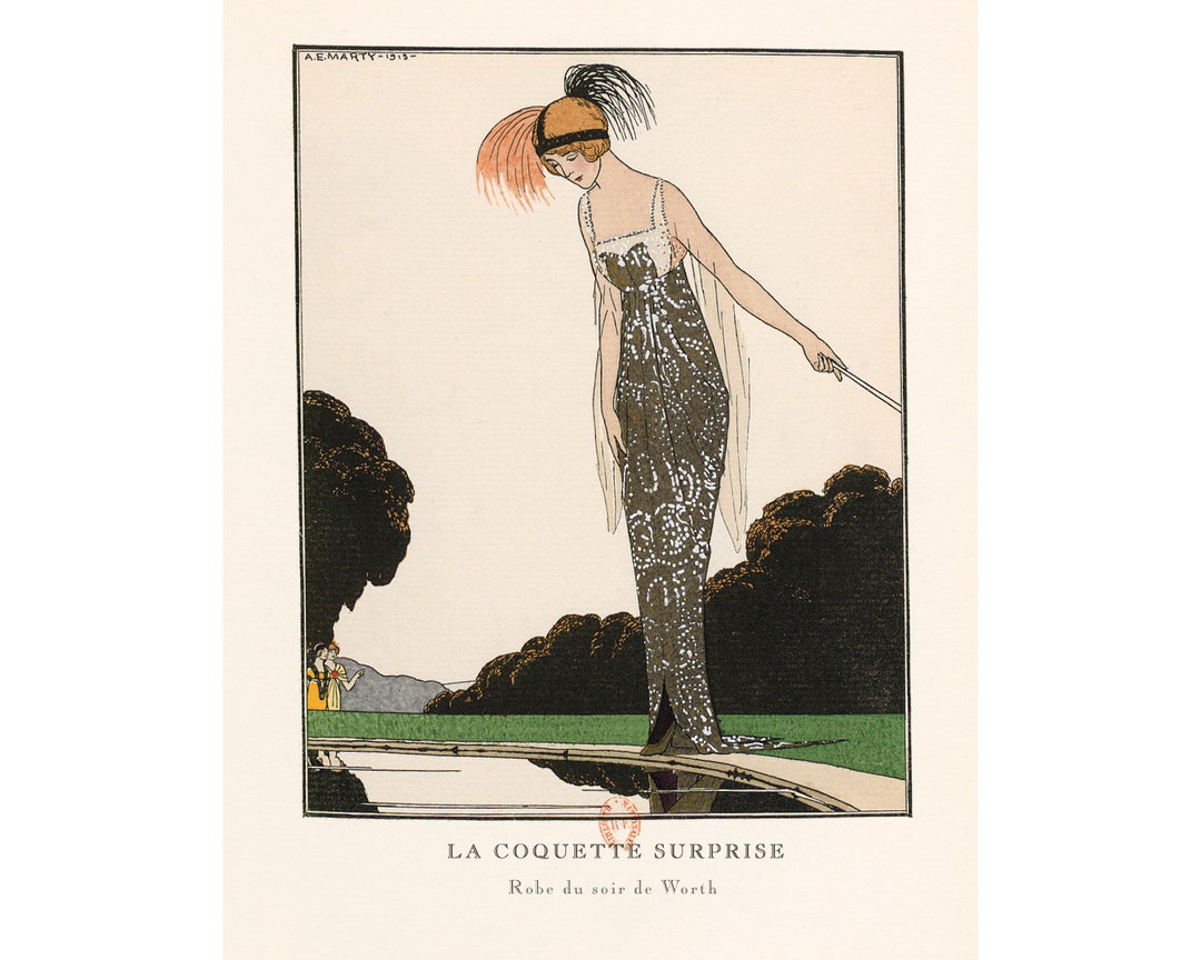 1920s French Fashion Print: Art Deco "surprised Flirt" Giclée Art - Etsy
