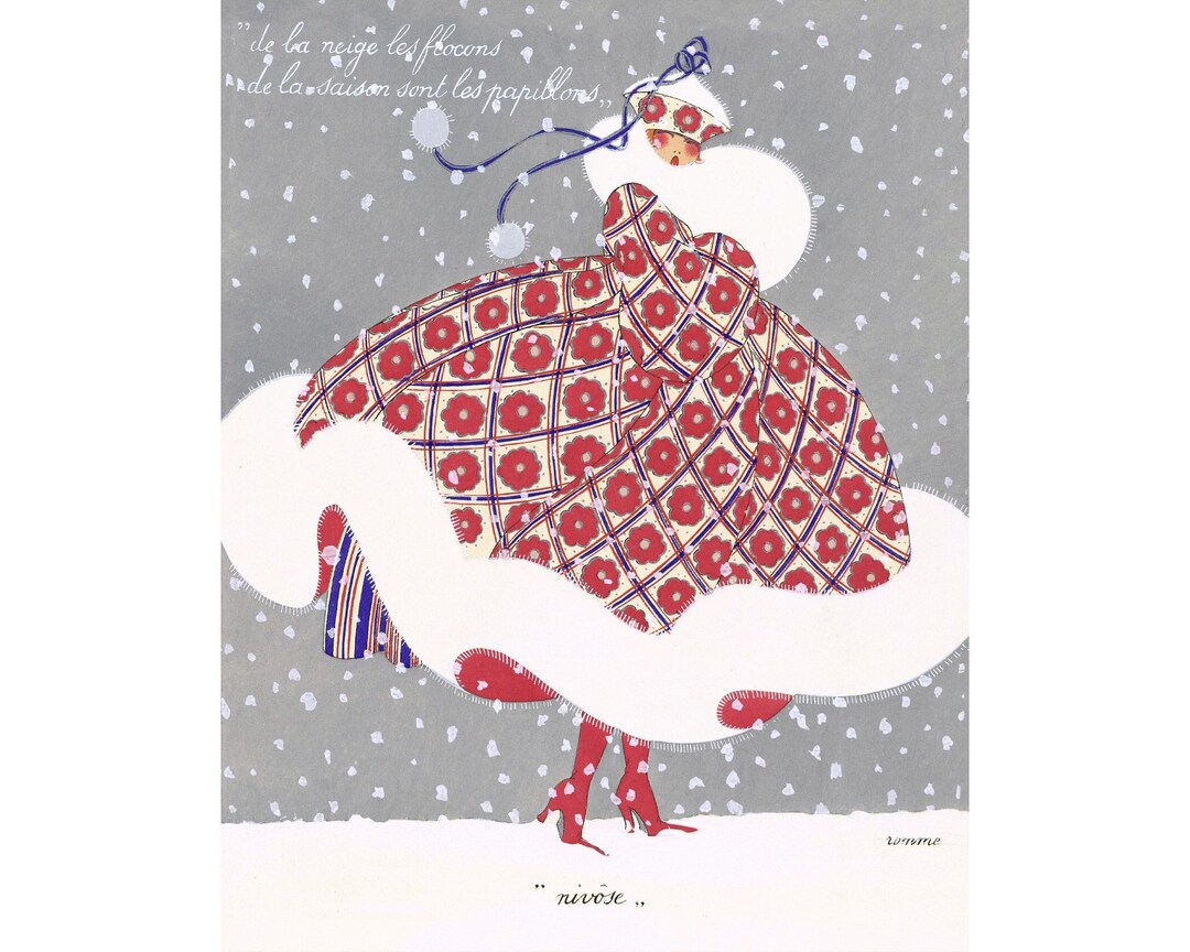 Snowflakes Are the Butterflies of the Season 1919 Vintage French ...