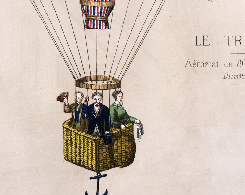 Vintage French Hot Air Balloon French Flag Colors Paris - Etsy