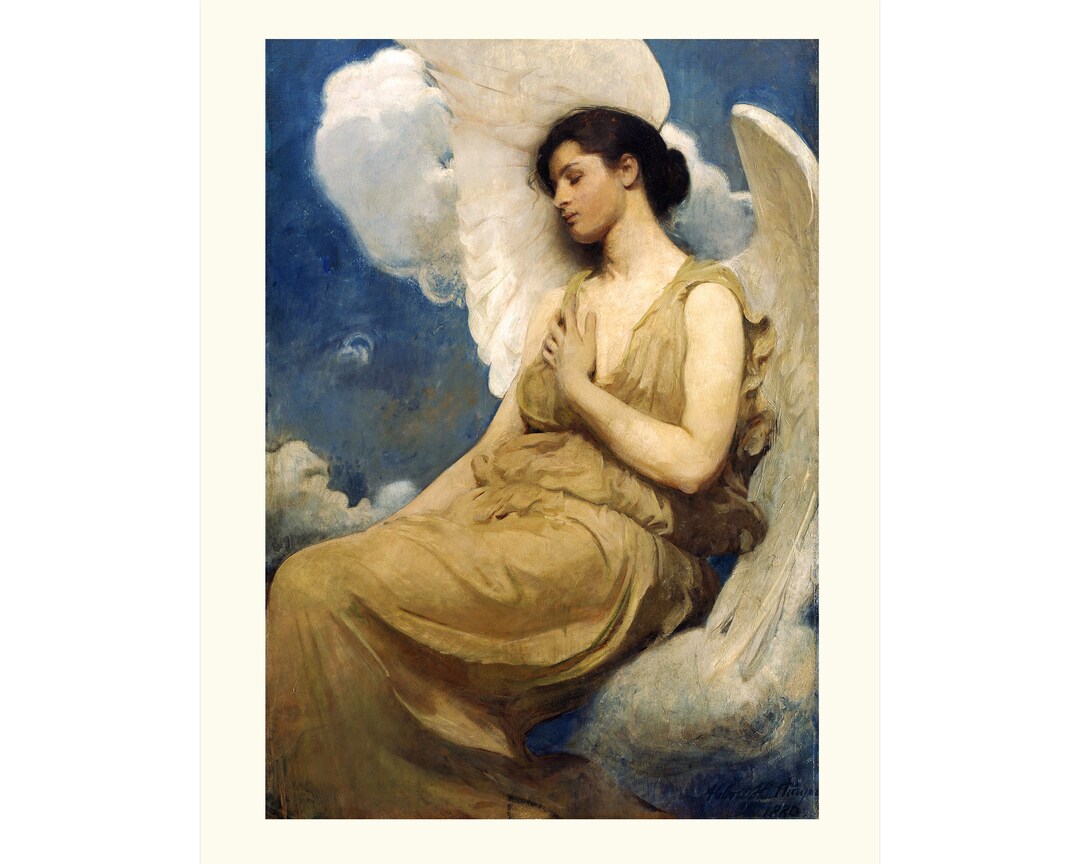Vintage Angel Winged Figure in Clouds Art Deco Art Abbot Handerson ...