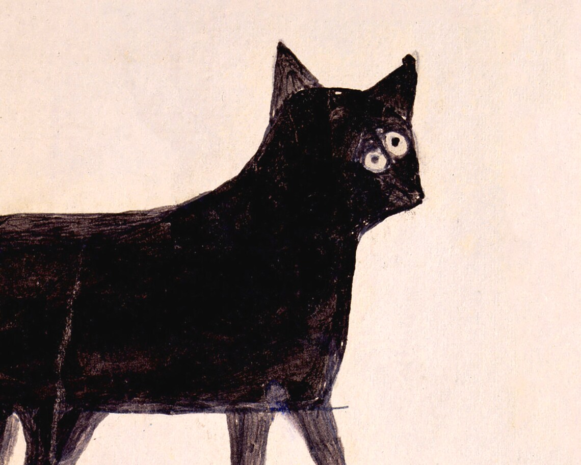 Bill Traylor Black Cat Art Print: African American Folk Art - Etsy