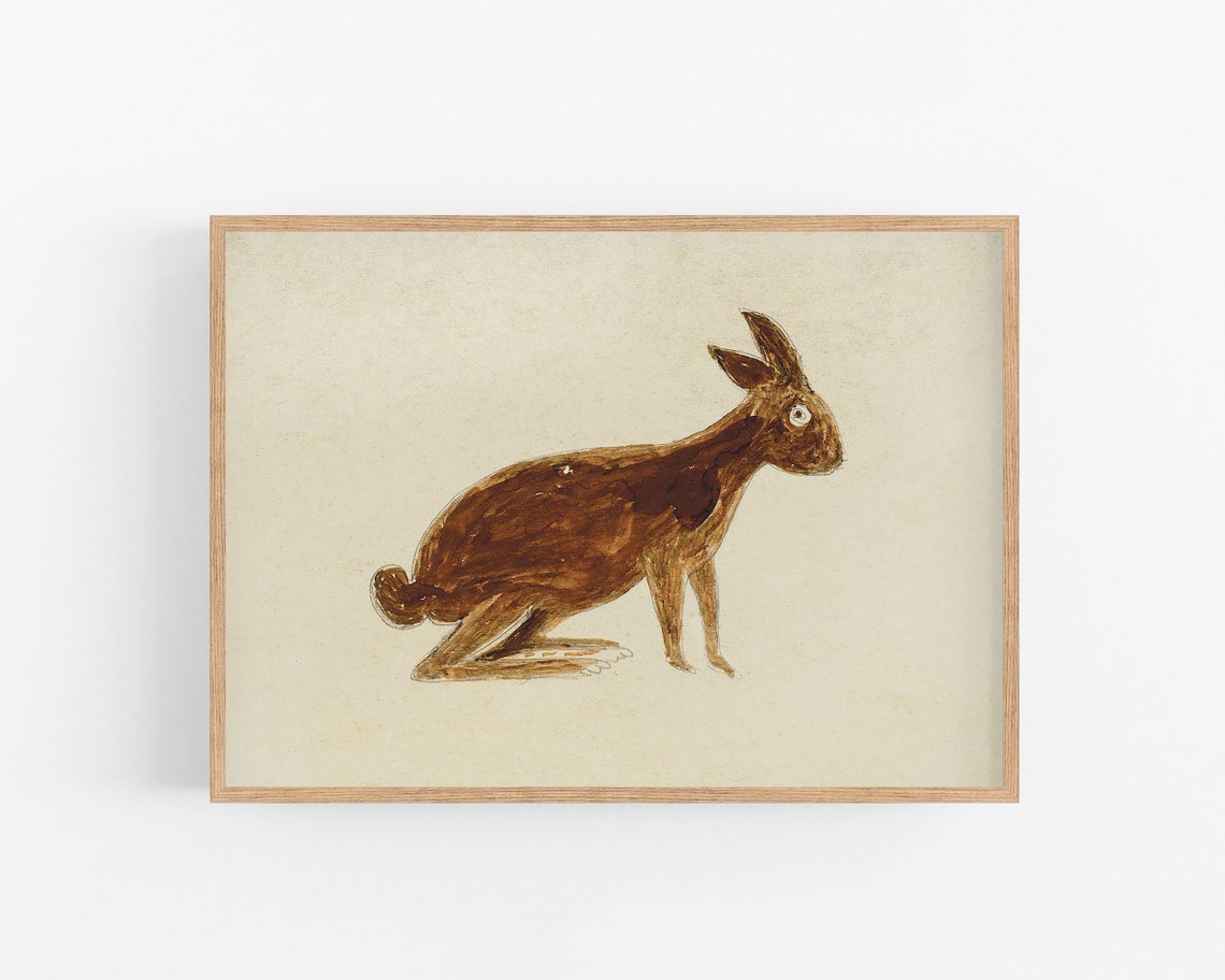 Bill Traylor Americana Art Brown Rabbit Farm Folk Art - Etsy