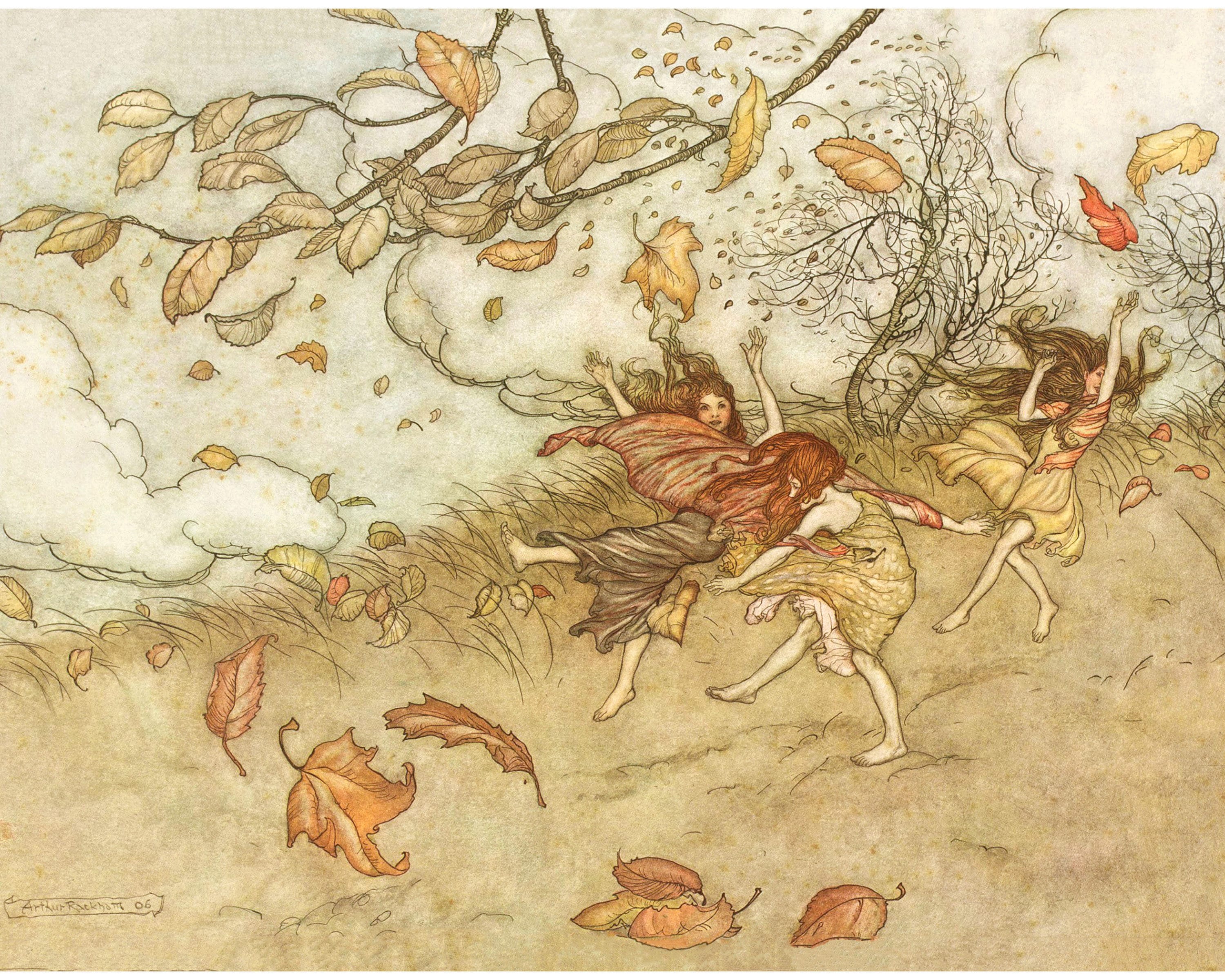 Fall Fairies Art Print | Arthur Rackham Illustration | Vintage Woodland ...