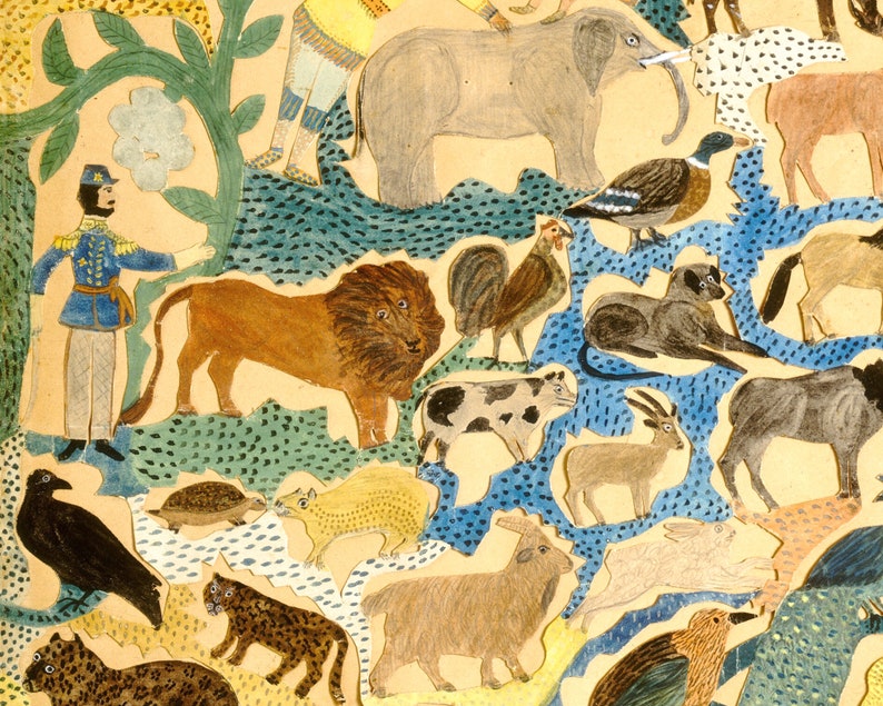 Vintage Collage Animal Art Americana Folk Art Unusual - Etsy