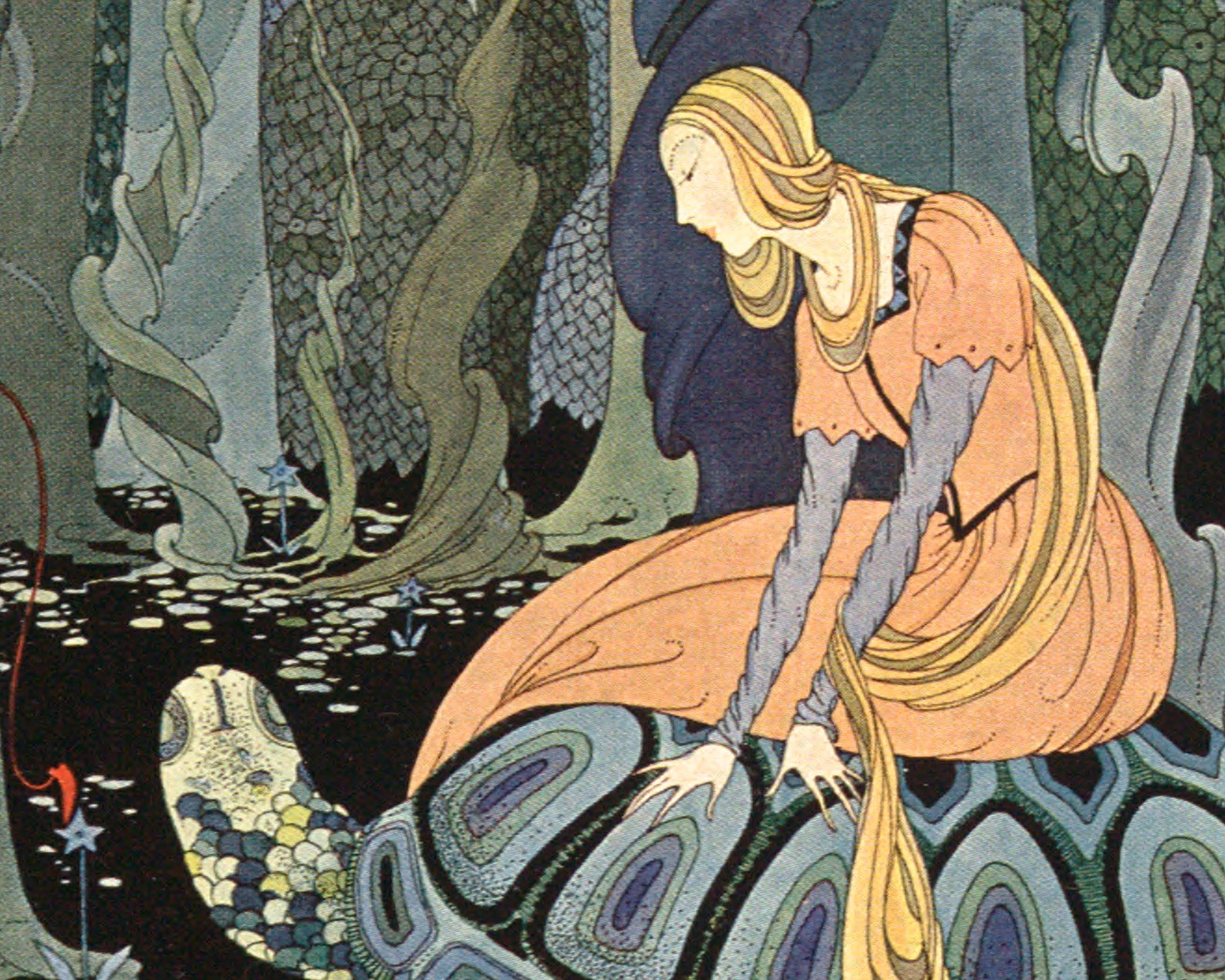 French Fairy Tale Fine Art Print Princess on a Tortoise | Etsy