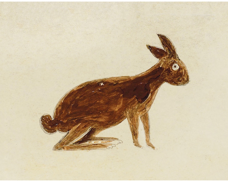 Bill Traylor Americana Art Brown Rabbit Farm Folk Art | Etsy