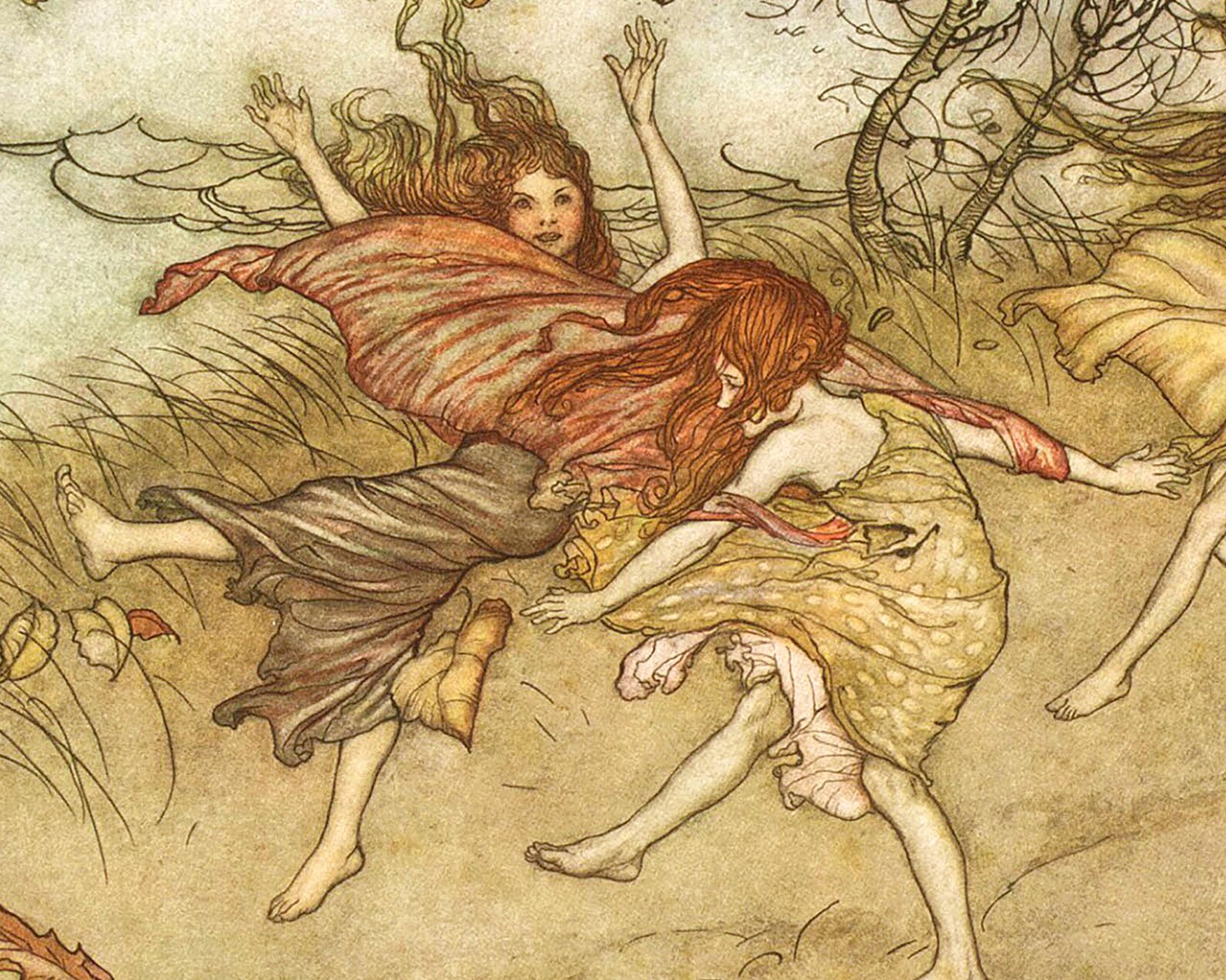 Fall Fairies Art Print | Arthur Rackham Illustration | Vintage Woodland ...