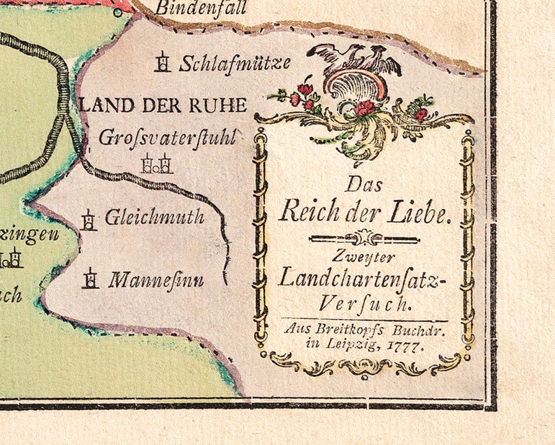 Antique German Map of Love 1777 Vintage Relationship Map | Etsy