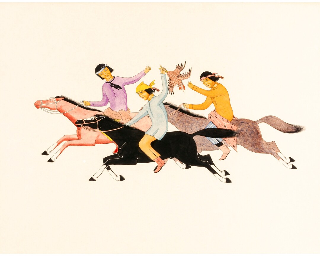 Vintage Indigenous Art Print | Awa Tsireh | Navajo Chicken Fight ...