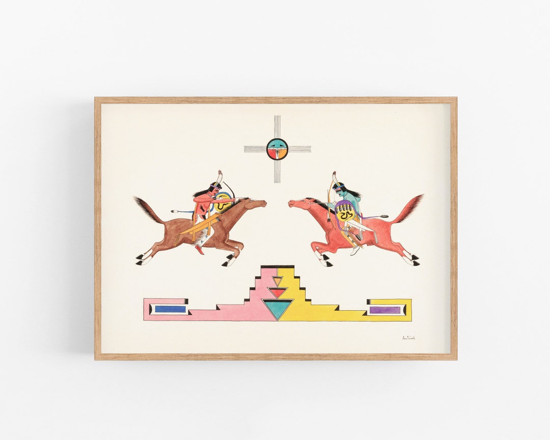Awa Tsireh "mounted Warriors" Art Print: Native American Southwest ...