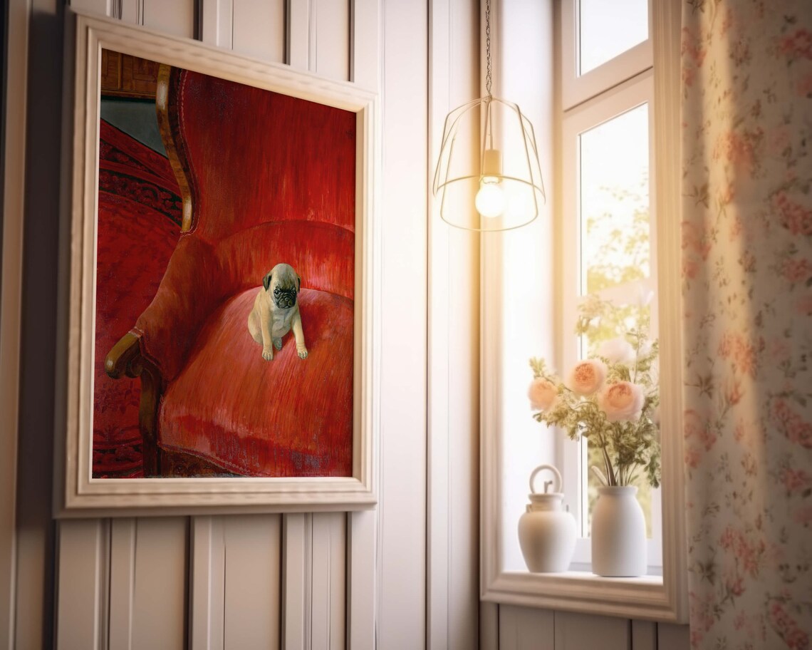 Dog on a Red Chair | Siegfried | Animal Wall Art | German Artist ...