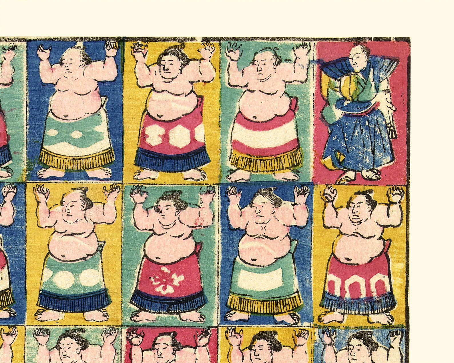 Japanese Sumo Art Print Wrestlers and Referees Asian | Etsy
