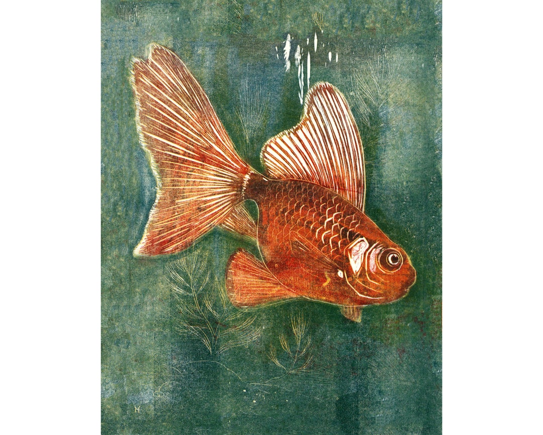 Vintage Veil Tale Fish | Goldfish and Aquarium Wall Decor | Color ...