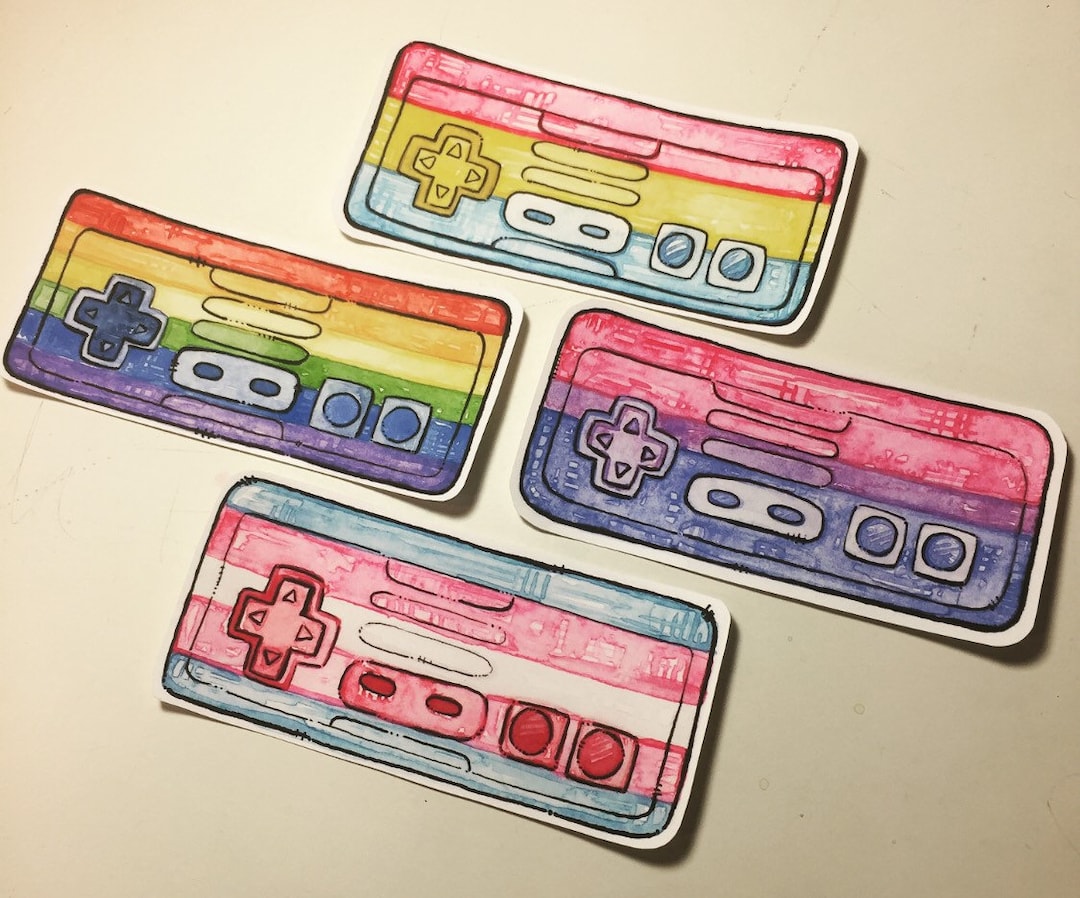 PRIDE Video Game Controller Weatherproof Vinyl Sticker: Gay Pan Trans ...