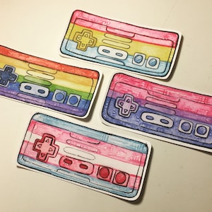 PRIDE Video Game Controller Weatherproof Vinyl Sticker: Gay Pan Trans ...