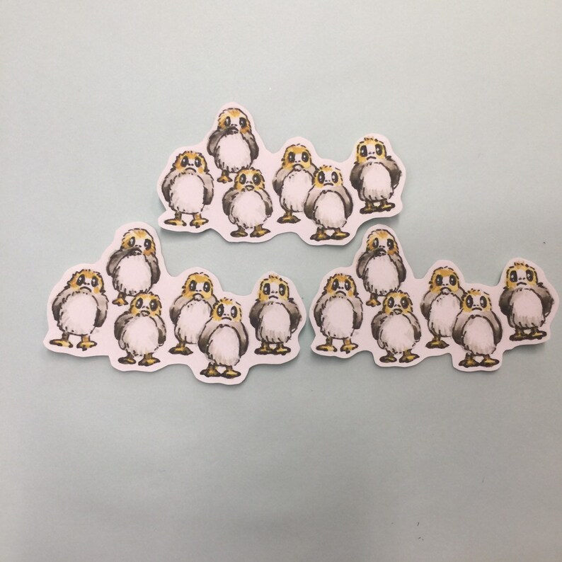 Porg Pack3 Pack:watercolor Artist Stickerslaptop Stickers - Etsy