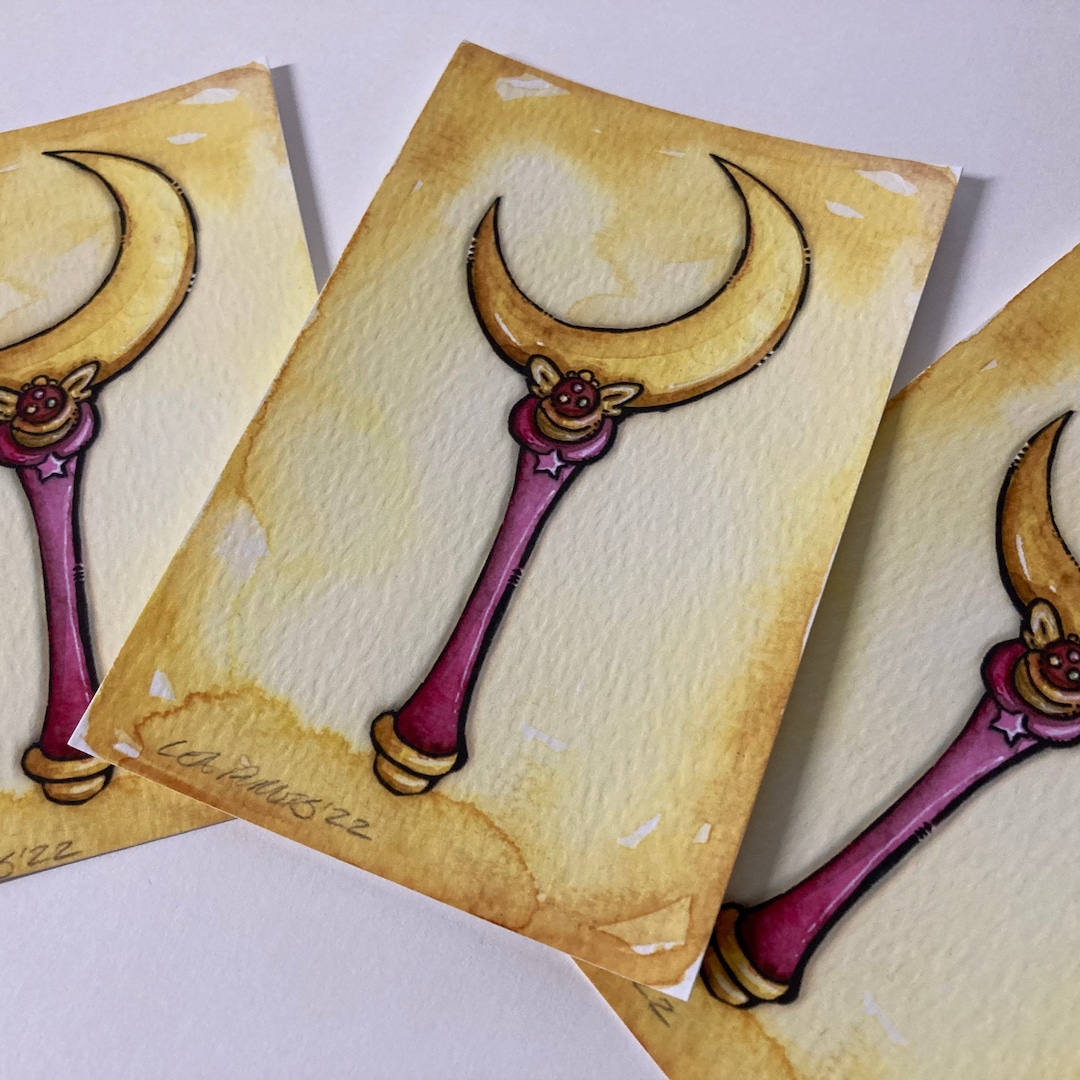 Magical Girl Moon Stick Mini Print - Etsy