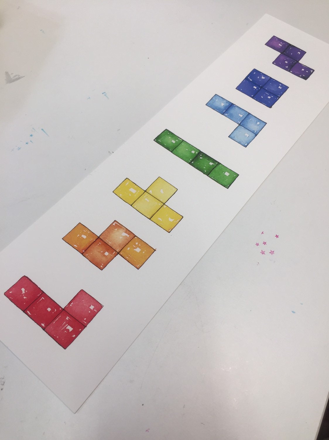Rainbow Tetrads - Limited Edition Archival Print Tetris - Etsy