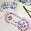 Retro Video Game Controllers original Hand Painted Watercolors - Etsy