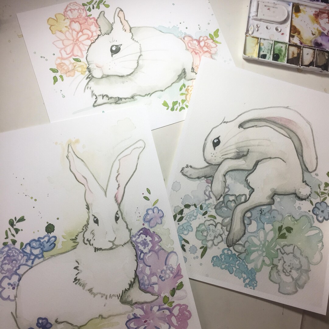 Archival Watercolor Bunny Rabbit Print - Etsy
