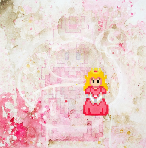 Pixel Peach and Pixel Mario Limited Edition Archival Art | Etsy