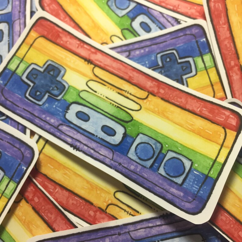 PRIDE Video Game Controller Weatherproof Vinyl Sticker: Gay Pan Trans ...