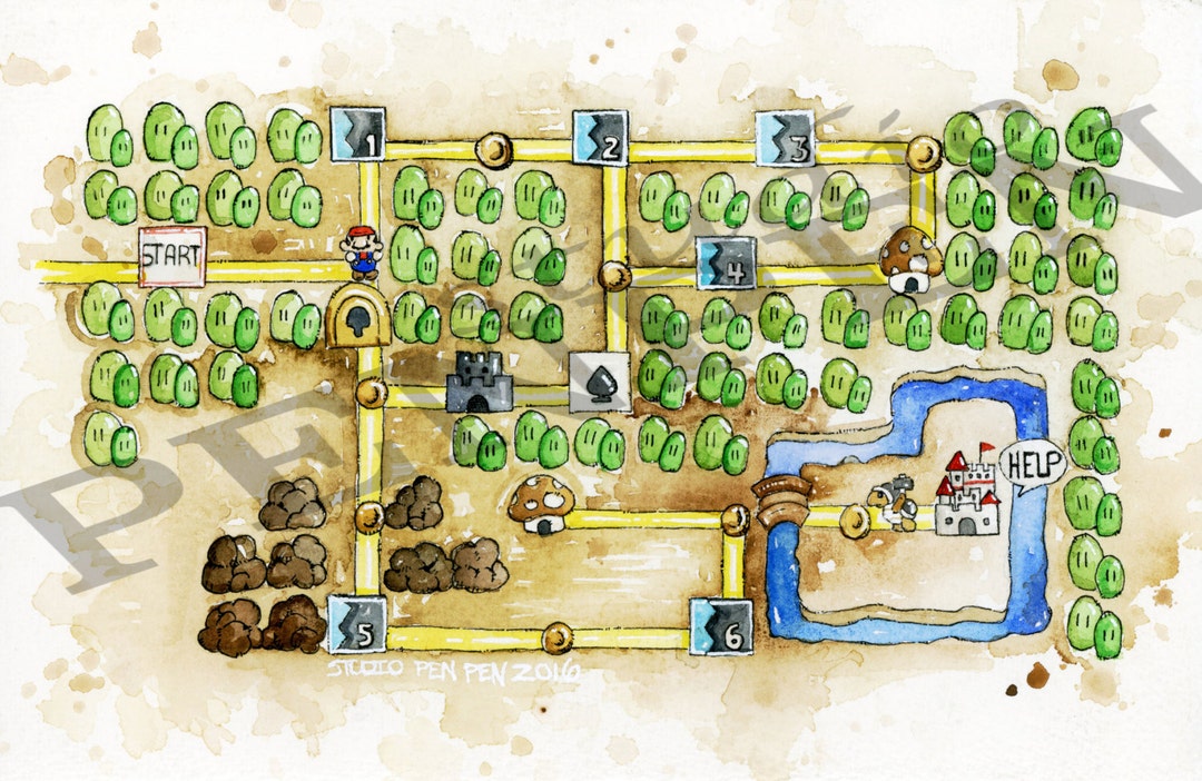 SMB3 World 1 Map Limited Edition Archival Tribute Print - Etsy