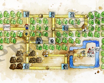 Super Mario RPG World Map Limited Edition Archival Print | Etsy