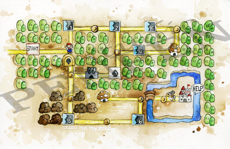 SMB3 World 1 Map Limited Edition Archival Tribute Print - Etsy