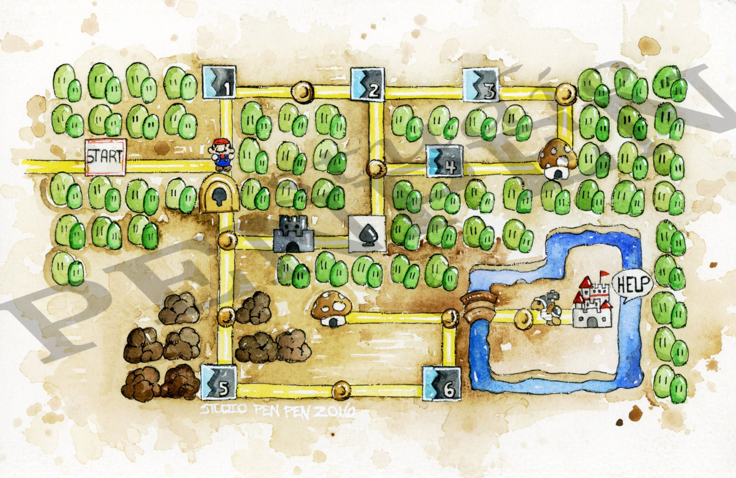 SMB3 World 1 Map Limited Edition Archival Tribute Print - Etsy