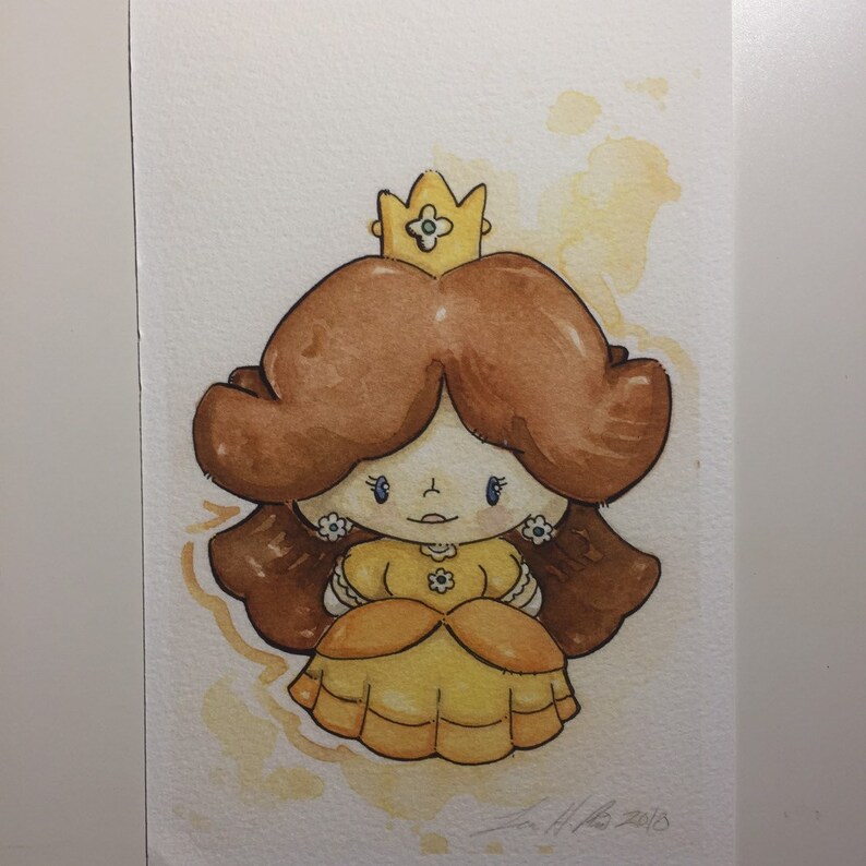 Mario Bros Watercolor Chibi Colection: Mario, Princess Peach, Princess ...