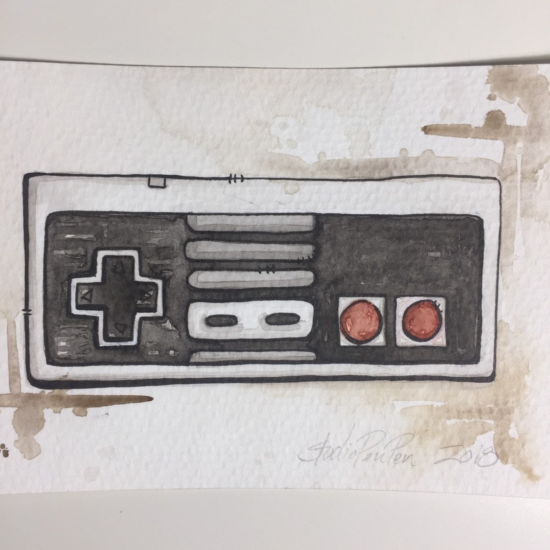 Retro Video Game Controllers -original Hand Painted Watercolors!!! - Etsy